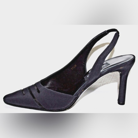 Vaneli | Shoes | Vaneli New Sz 75 M Black Fabric Leather Slingback ...